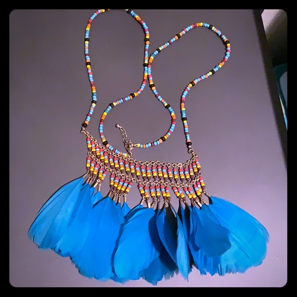 Jewelry | Feather And Bead Necklace | Poshmark